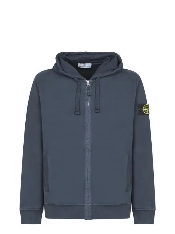 Stone Island Adjustable Hooded Sweatshirt - Blue