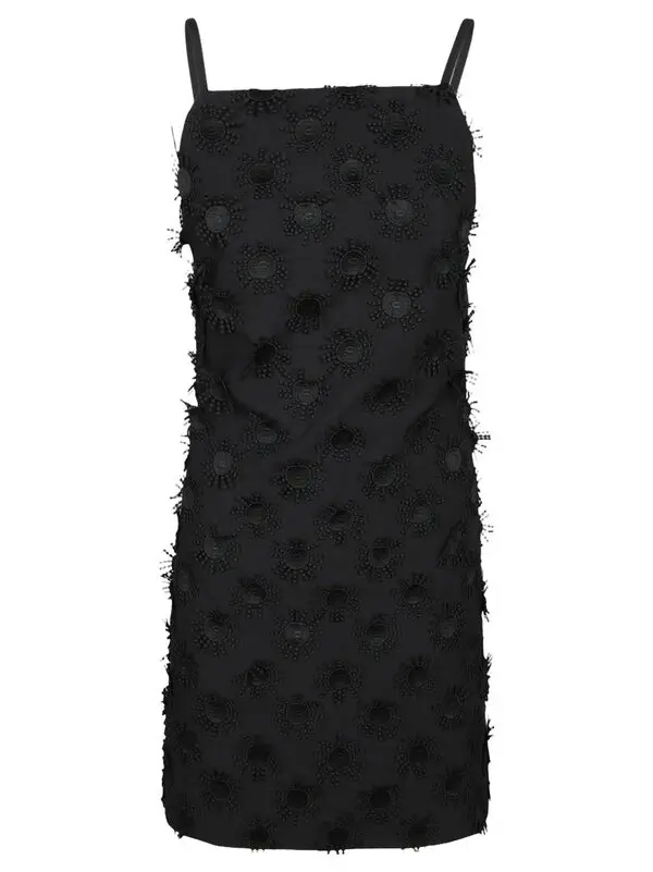 MSGM Short Dress With Fringed Details - Black