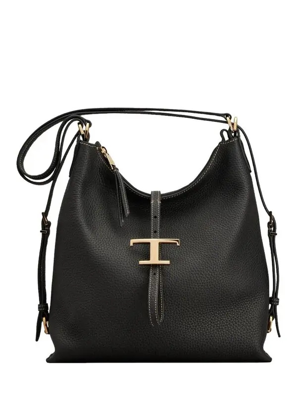 TOD'S T Timeless Leather Shoulder Bag - Black