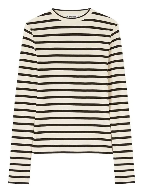 JIL SANDER Striped Cotton T-shirt - White