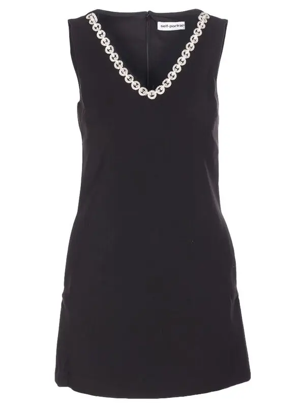 SELF-PORTRAIT Crystal Mini Dress - Black