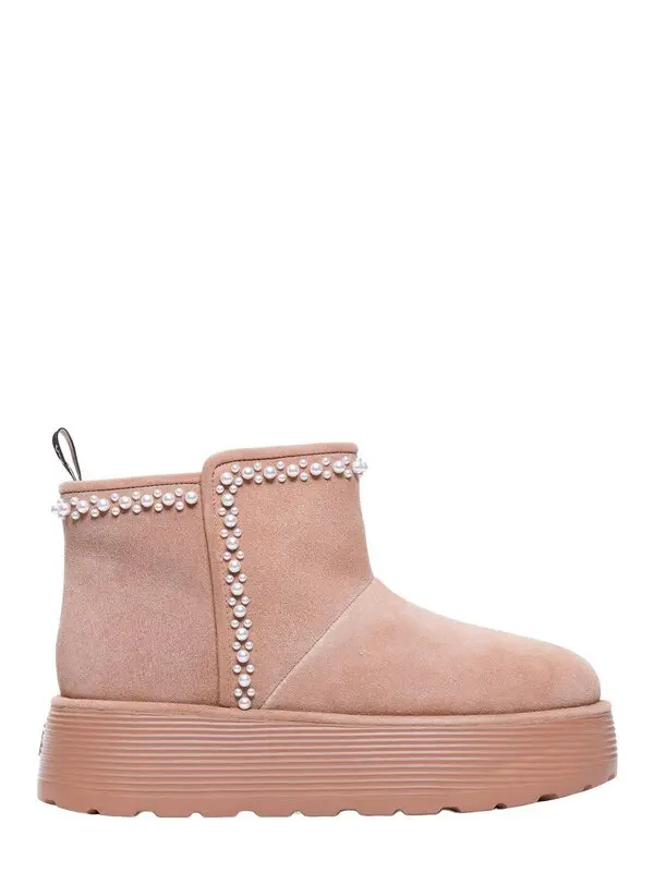 STUART WEITZMAN Nellie Pearl Flatform Booties - Beige