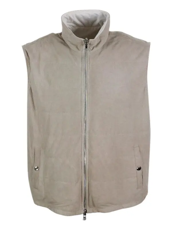 BARBA NAPOLI Reversible Sleeveless Vest - Beige