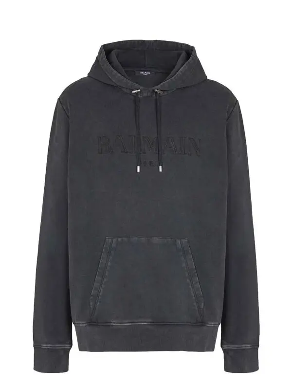 Balmain Embroidered Hooded Sweatshirt - Antracite Grey