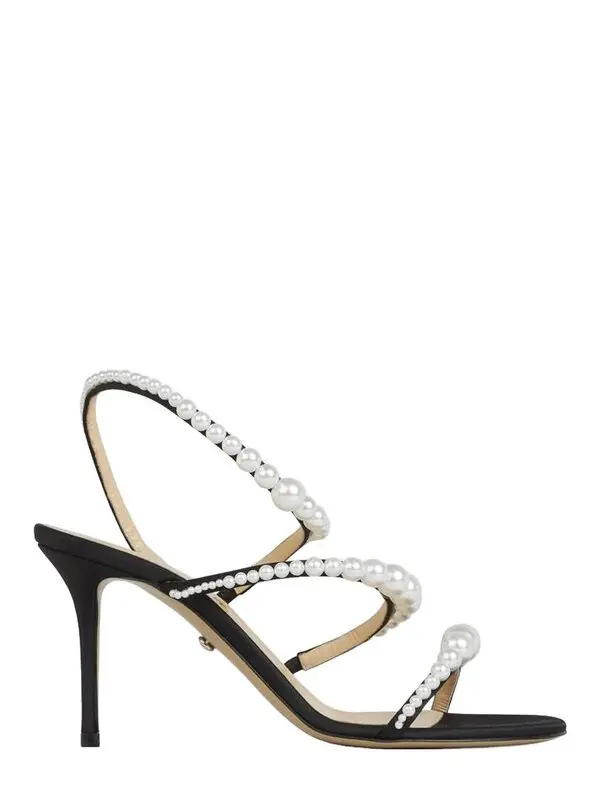 Mach & Mach Pearl Heeled Sandals - Black