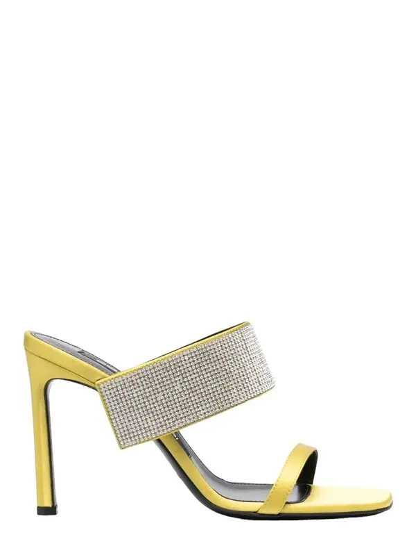 SERGIO ROSSI Paris 95mm Satin Mules - Chartreuse