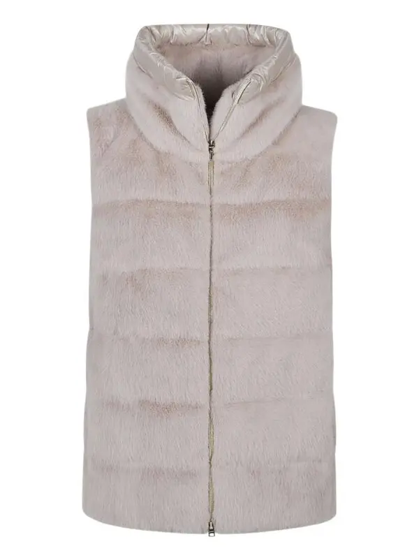 Herno Faux Fur Down Vest - Beige