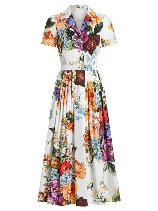 Dolce & Gabbana Floral Bouquet Print Midi Dress - Multicolour