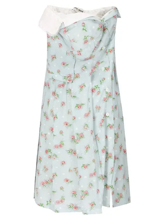 Miu Miu Strapless Silk Dress - Ice+fish