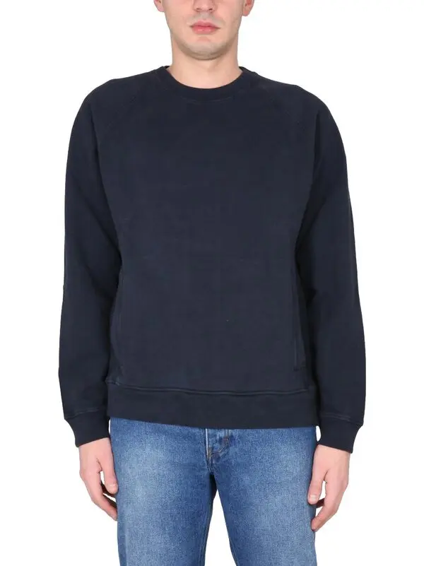 TEN C Crewneck Sweatshirt With Logo Patch - Blue