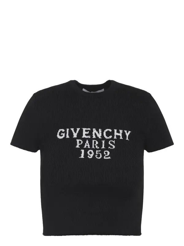 Givenchy Cropped Logo Top - Black