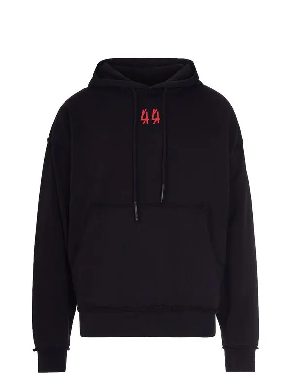 44 LABEL GROUP Cotton Sweatshirt - Black+drip High Risk Red
