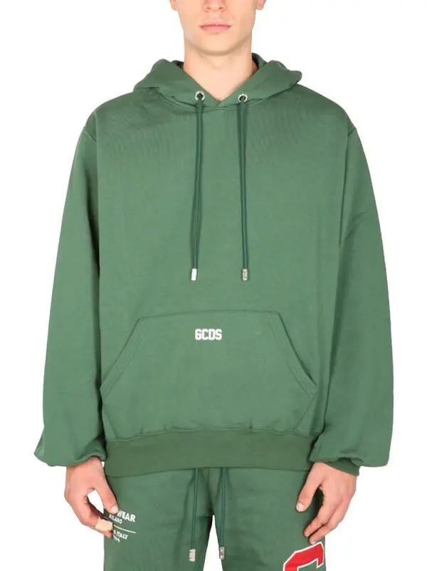 Gcds Sweatshirt With Rubber Logo - Green