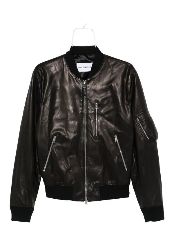 Givenchy Leather Baseball Collar Jacket - Black