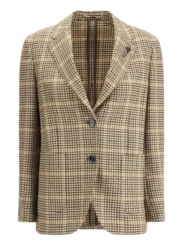 LARDINI Plaid Jacket - Beige