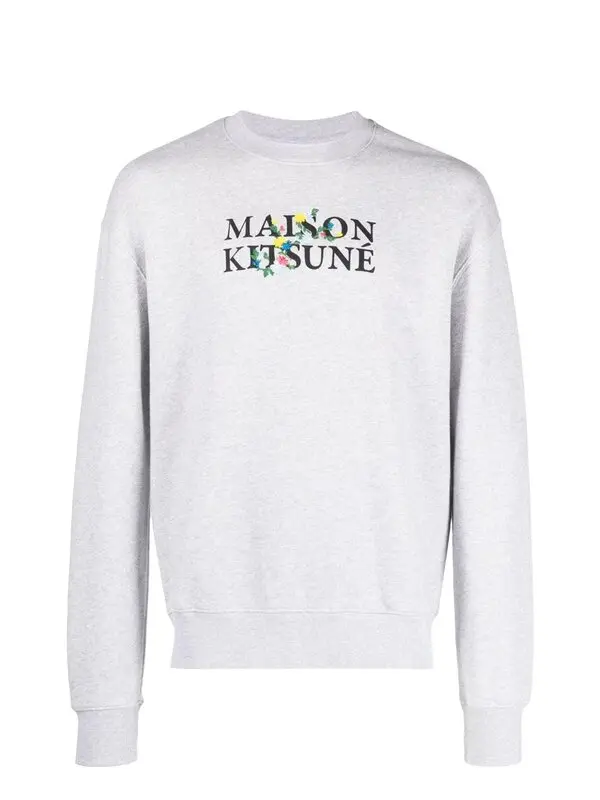 Maison Kitsuné Logo-print Cotton Sweatshirt - Grey