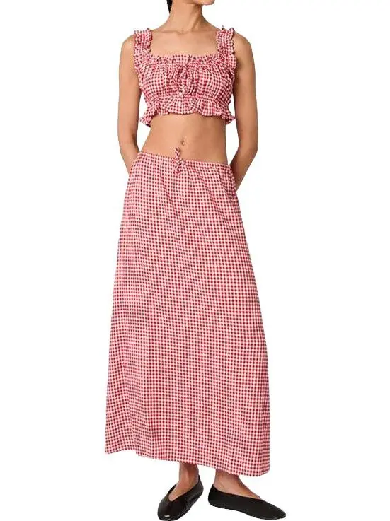 WeWoreWhat Tie Waist Midi Skirt - Red Multi