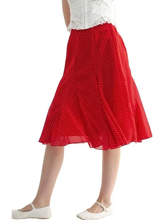 ALL IN FAVOR Polka Dot Flare Skirt - Red Dot