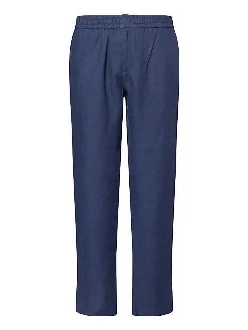 Sunspel Straight-leg Linen Trousers - Light Navy