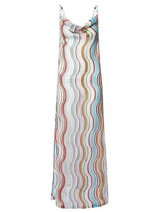 Missoni Wave Lurex Knitted Maxi Dress - Multicolor W/white Base