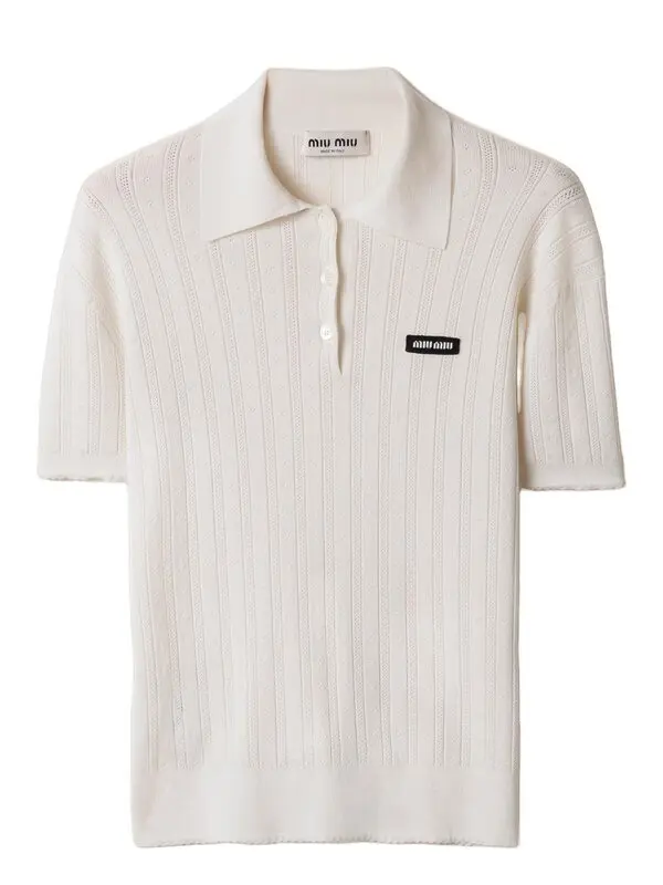 Miu Miu Cashmere And Silk Polo Sweater - White