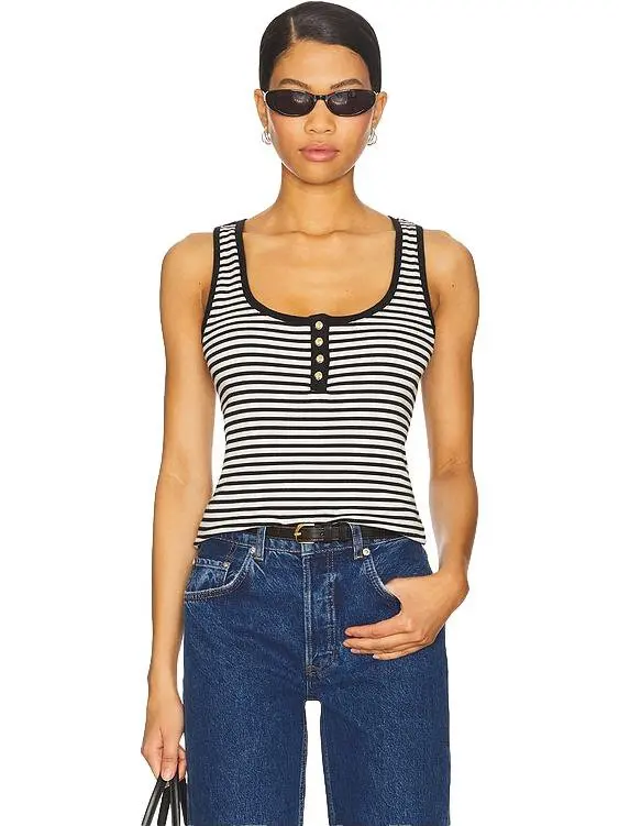 ANINE BING Alessia Tank - Cream & Black Stripe