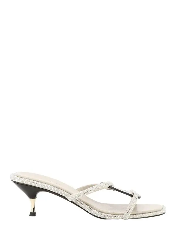 Tory Burch Embellished Leather Sabot - Silver