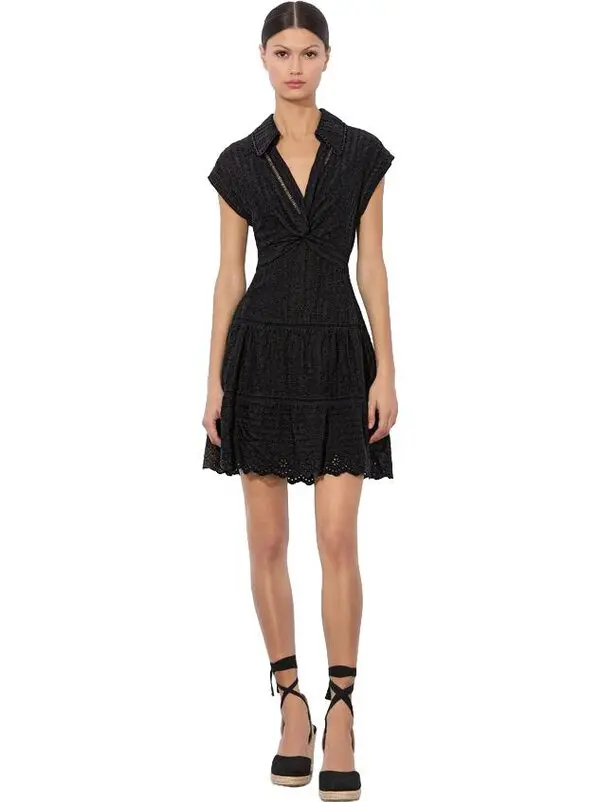 Alice + Olivia Mila Eyelet Mini Dress - Black