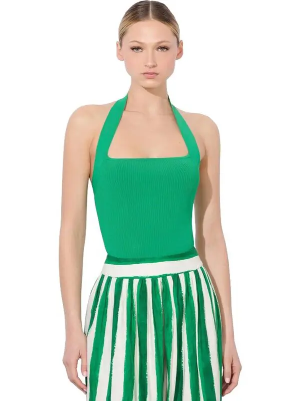 Alice + Olivia Celly Halter Tank - Green