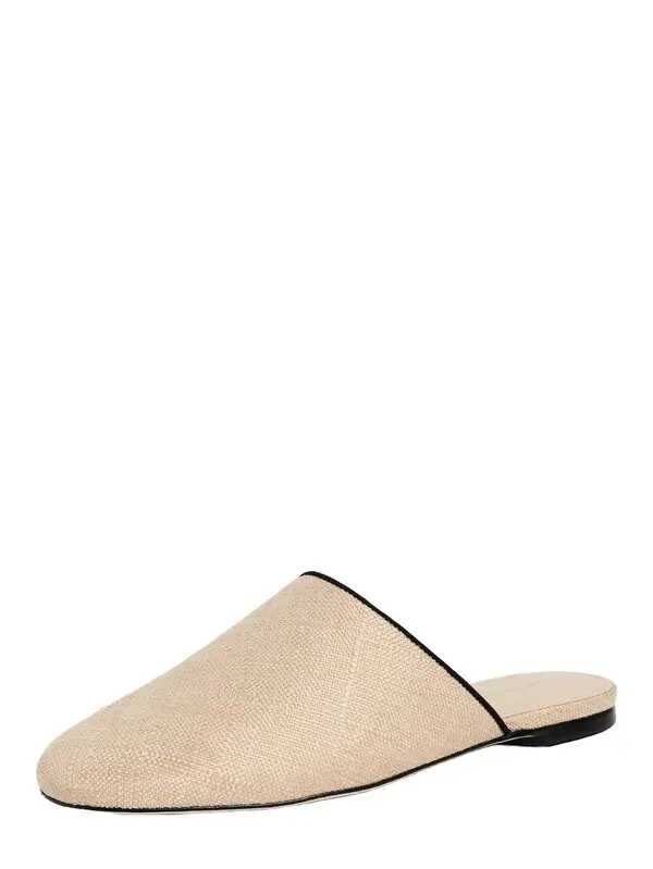Larroude Venice Flat Mules - Beige/black