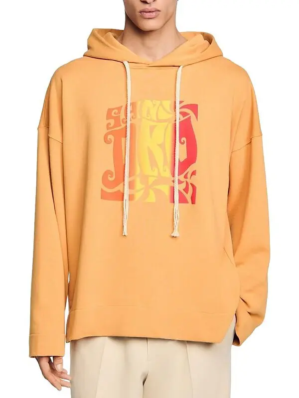 Sandro Graphic Oversized Pullover Hoodie - Mandarin