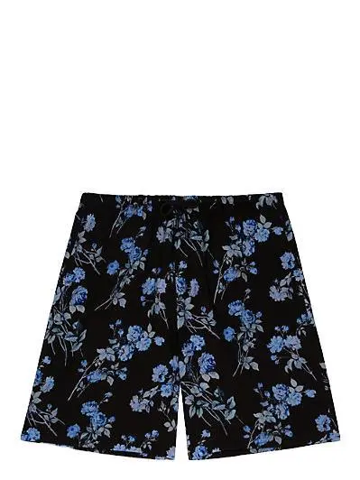 The Kooples Floral-print Relaxed Fit Shorts - Black Blue