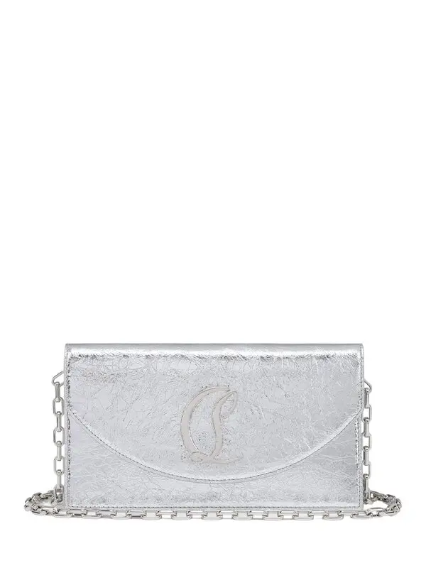 CHRISTIAN LOUBOUTIN Loubi54 Metallic Leather Clutch - Silver
