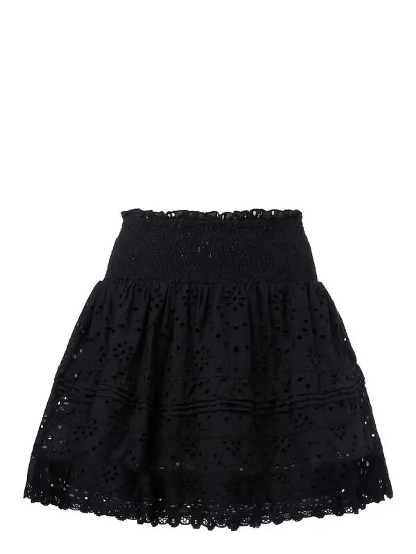 Poupette St Barth Galia Broderie Anglaise Cotton Miniskirt - Black
