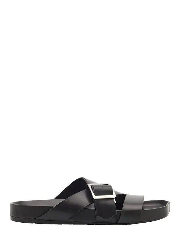 Loewe Ease Calfskin Buckle Slide Sandals - Black