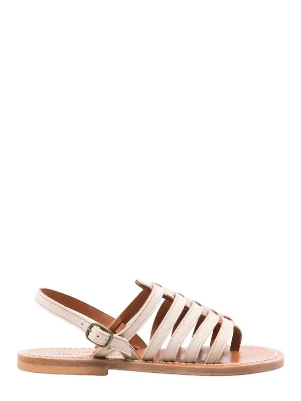 K.JACQUES Homere Leather Flat Sandals - Brown