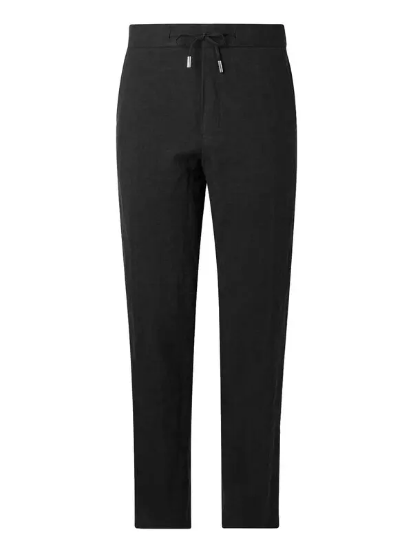 Mr P. James Straight-leg Linen Drawstring Trousers - Black
