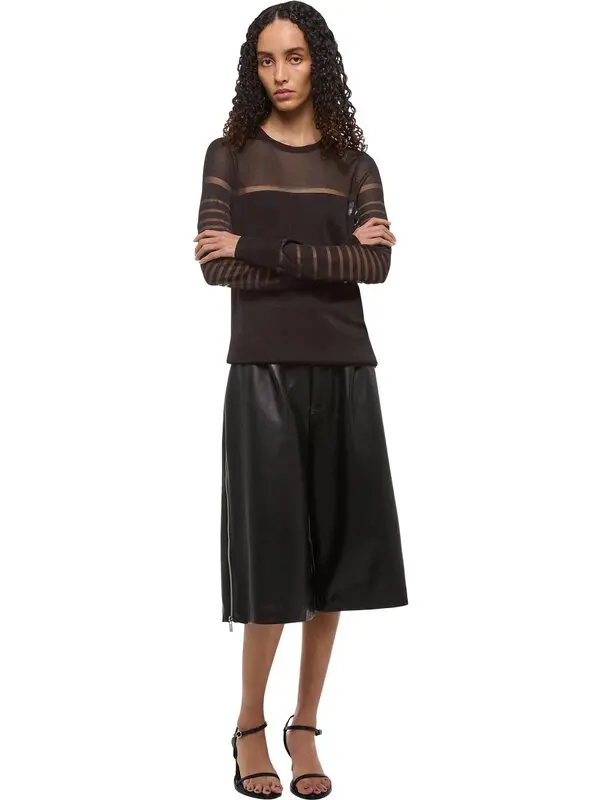 Helmut Lang Sheer Stripe Top - Espresso