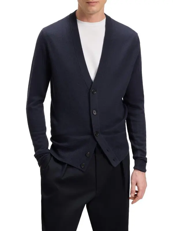 Hugo Boss X Beckham Jelso Cashmere V-neck Cardigan - Dark Blue