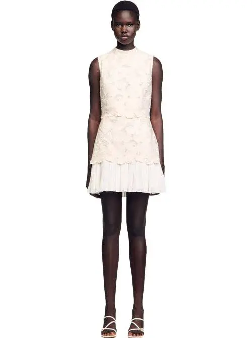 Sandro Short Guipure Dress - Ecru