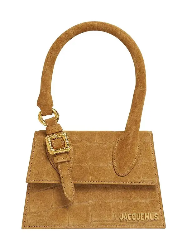 Jacquemus Le Chiquito Moyen Croc-embossed Top-handle Bag - Camel