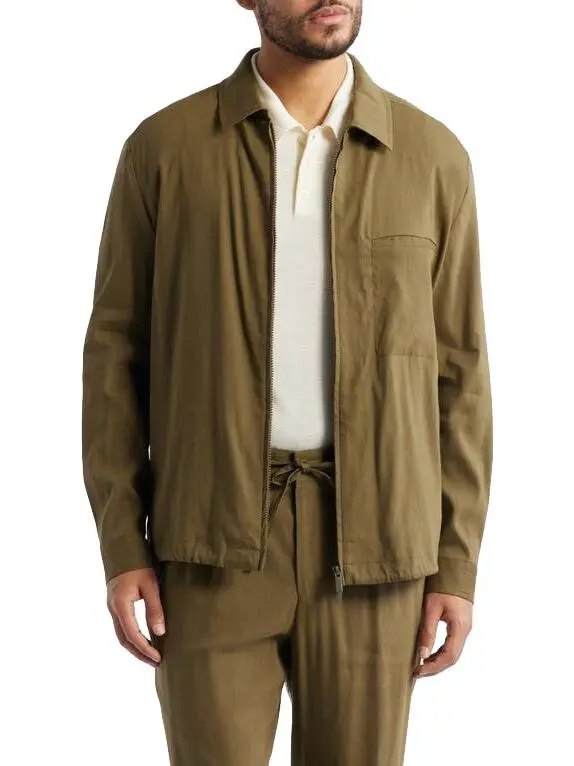 Hugo Boss Carper Linen-blend Jacket - Dark Green