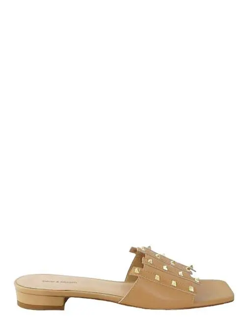 BELLE & BLOOM Studded Leather Slides - Tan