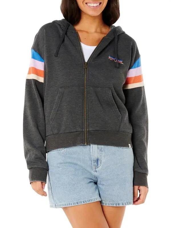 Rip Curl Surf Revival Zip Through Hoodie - Washed Black
