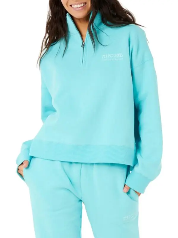 Rip Curl Surf Puff Logo Quarter Zip Sweatshirt - Electric Blue