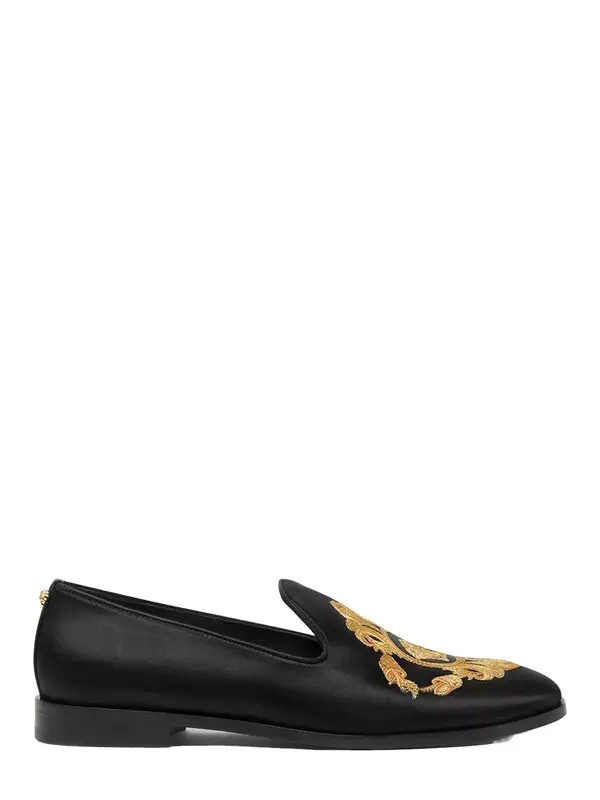 Versace Medusa Head Embroidered Loafers - Black