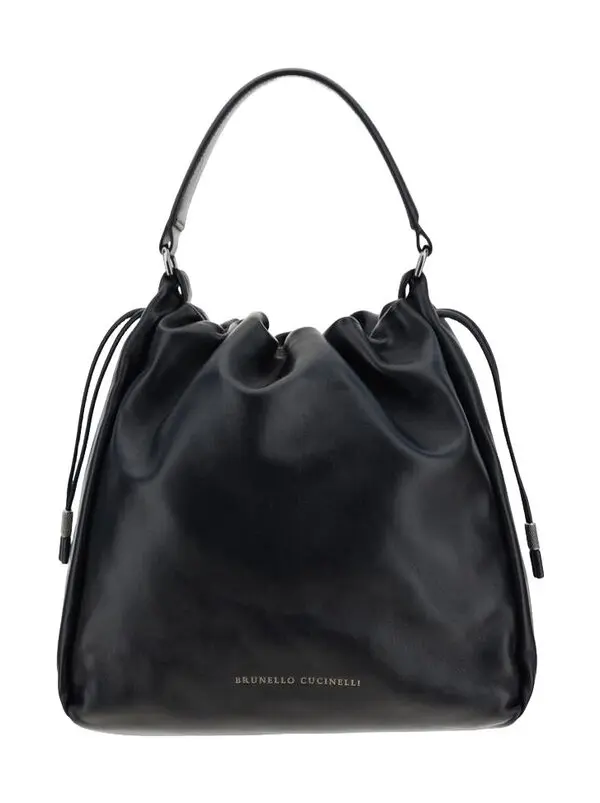 Brunello Cucinelli Leather Shoulder Bag - Black