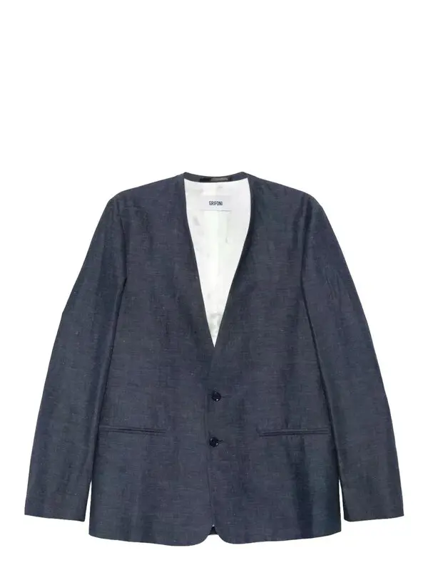 GRIFONI Chambray Blazer - Blue