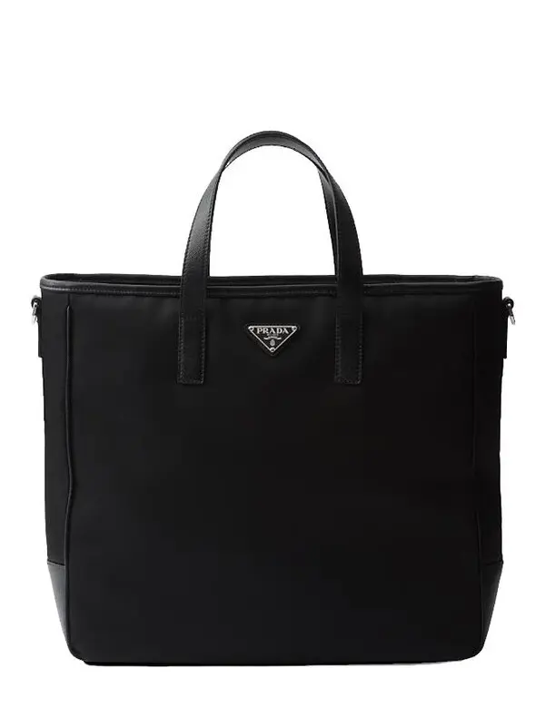 Prada Re-nylon And Saffiano Leather Tote Bag - Black