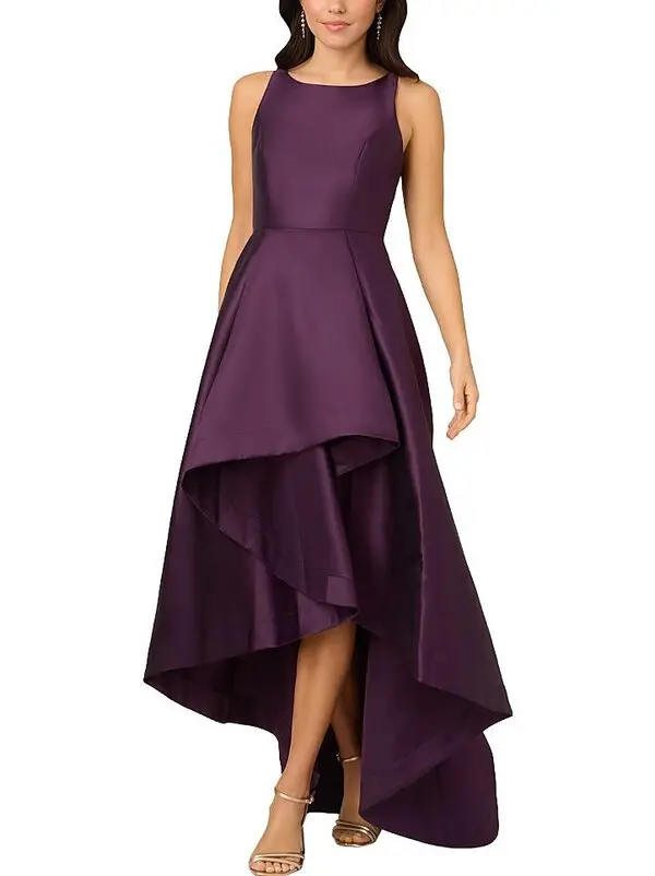 Adrianna Papell Mikado High-low Gown - Luxe Plum